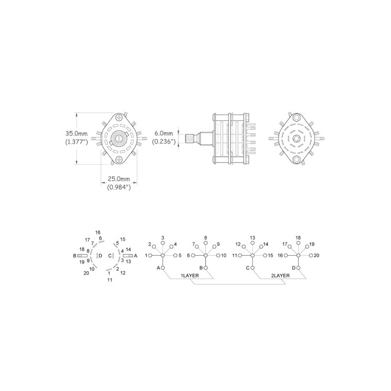 PRS style 5-way Rotary Switch