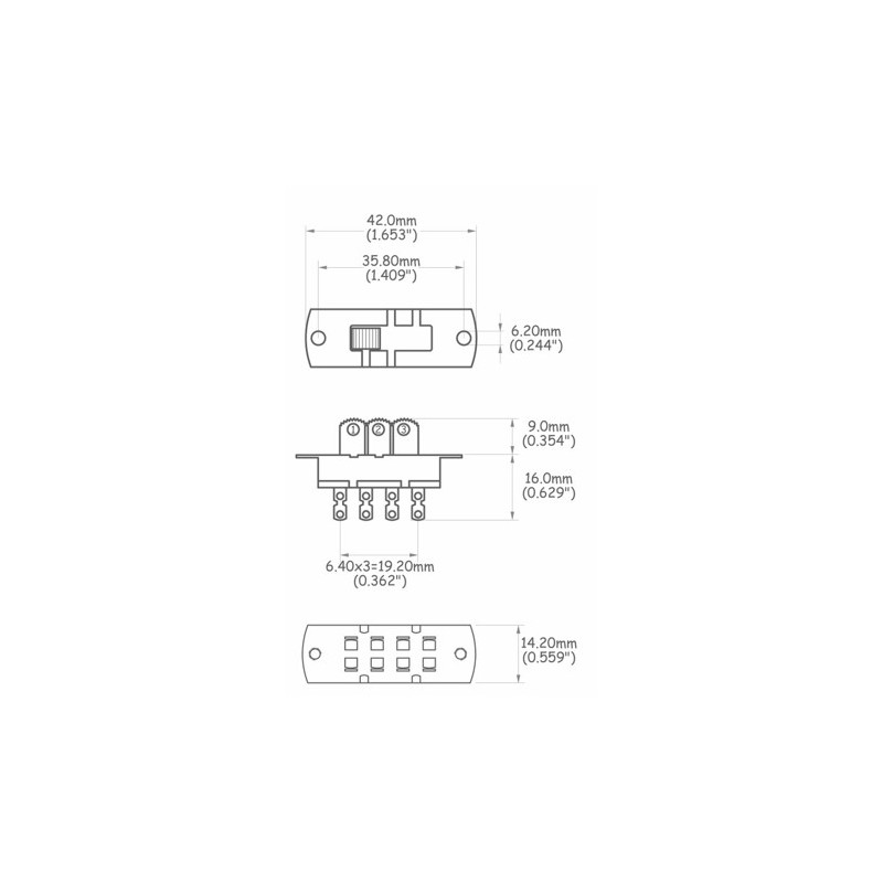 Slide Switch 3-way DPDT